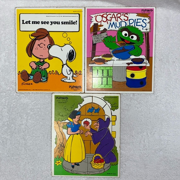 Playskool | Toys | Vintage 8s Playskool Board Puzzles Snoopy Oscar The ...